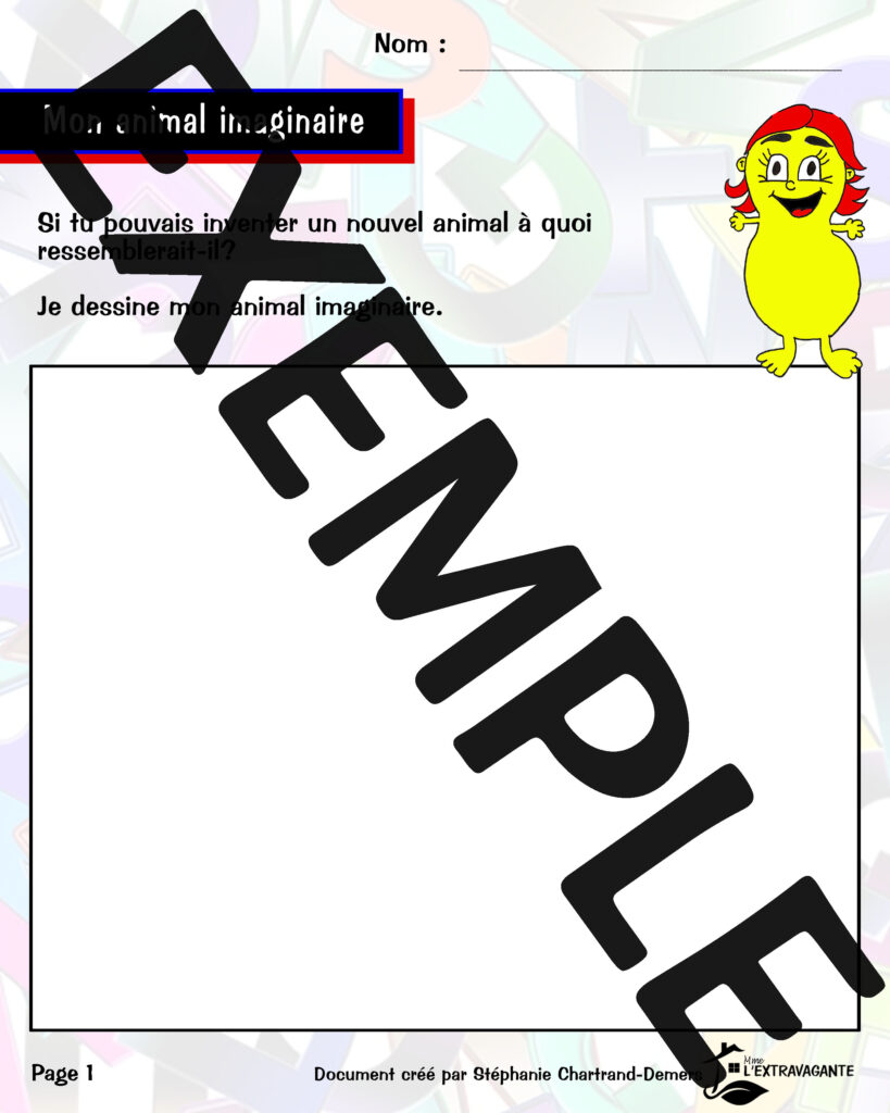 Activité d'écriture # 2 Animal imaginaire - Mme l'Extravagante