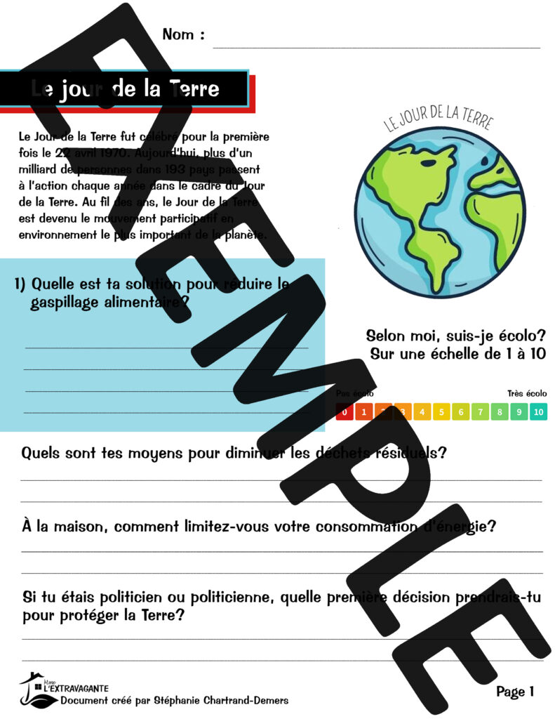 Projet le jour de la Terre - Mme l'Extravagante